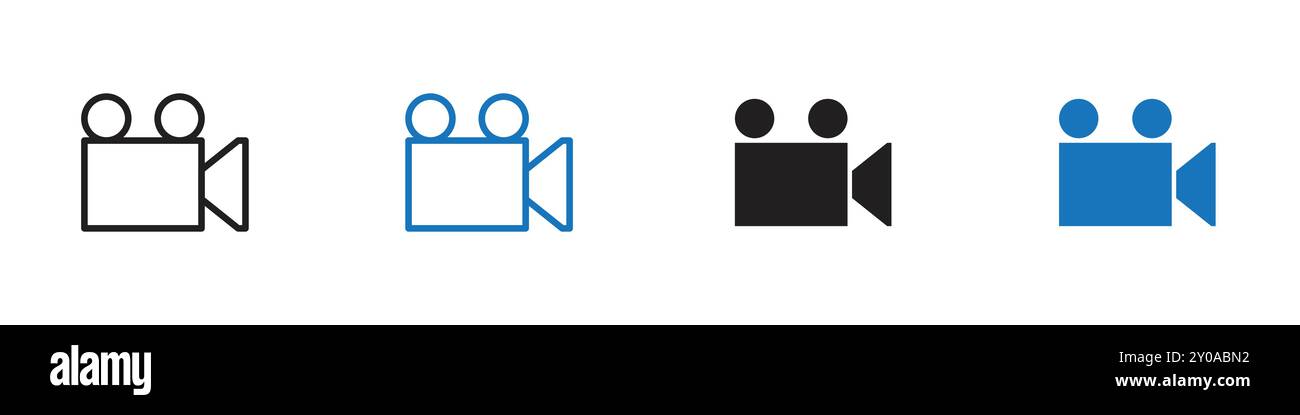 Video camera icon linear vector graphics sign or symbol set for web app ...