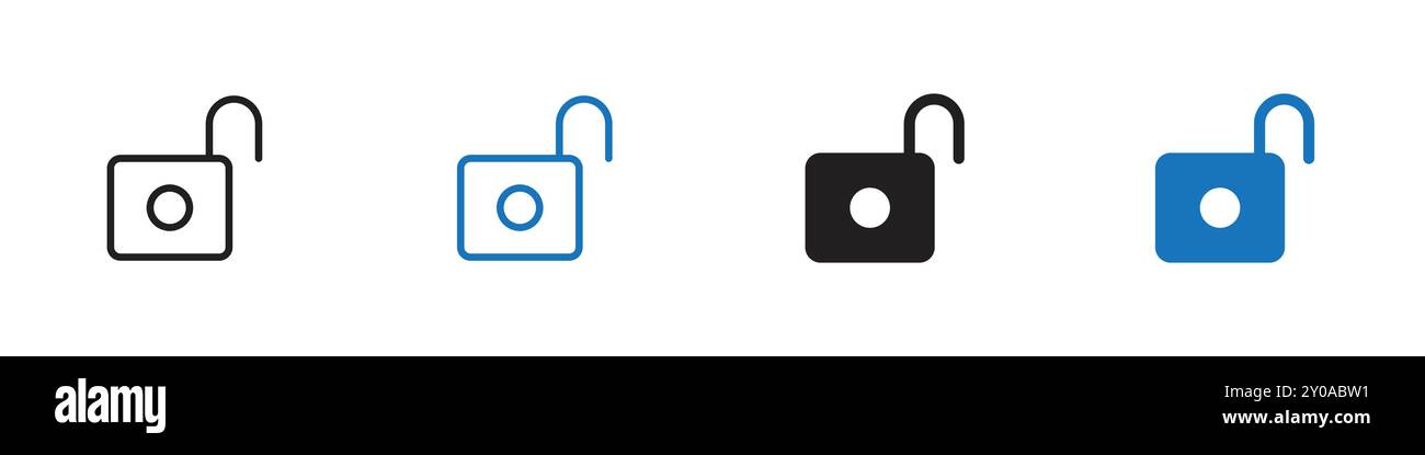 Unlock icon linear vector graphics sign or symbol set for web app ui Stock Vector Image & Art ...
