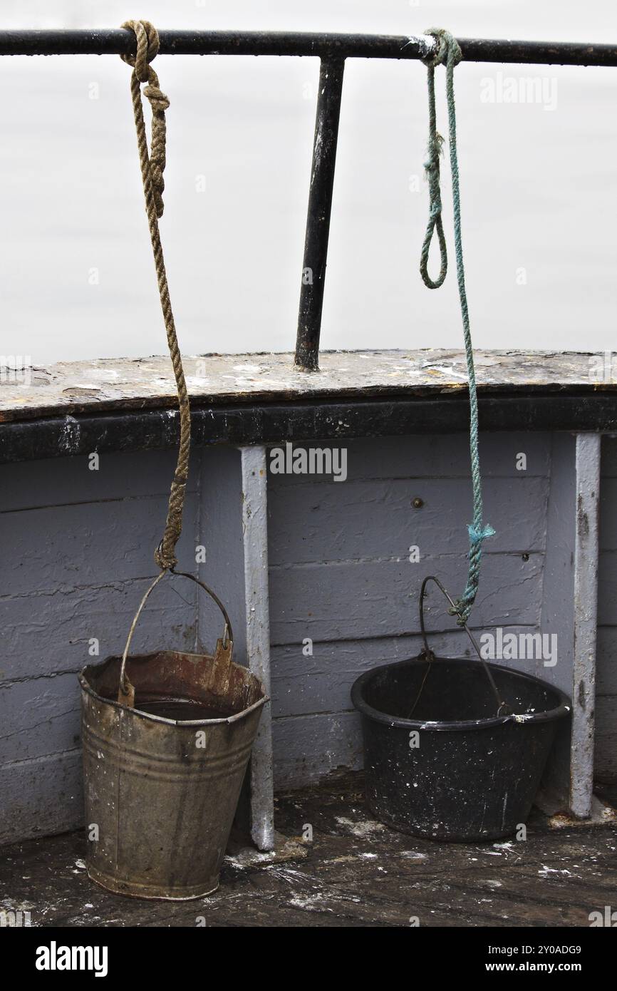 Two buckets on deck Stock Photo - Alamy