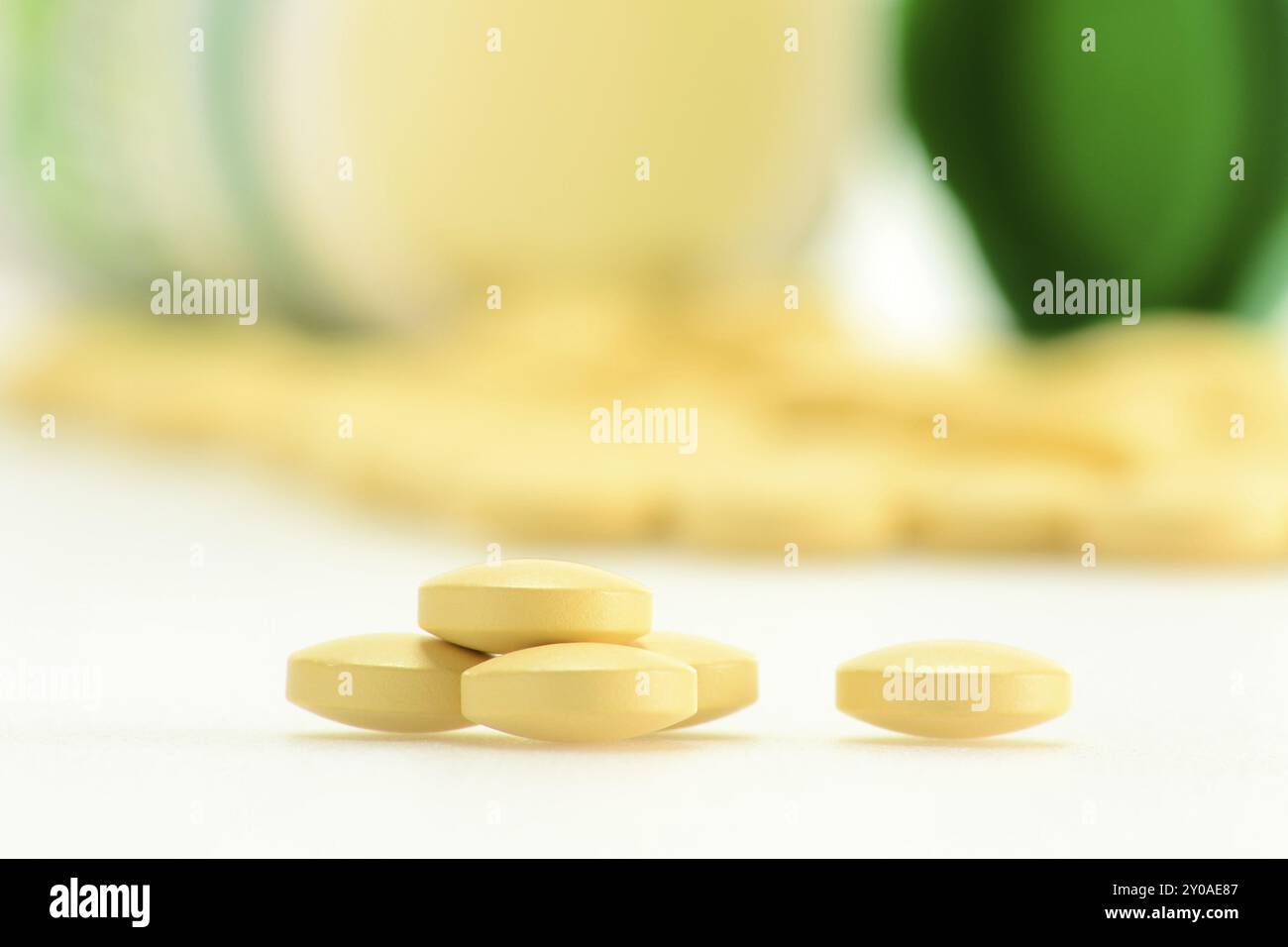Composition with dietary supplement tablets Stock Photo - Alamy