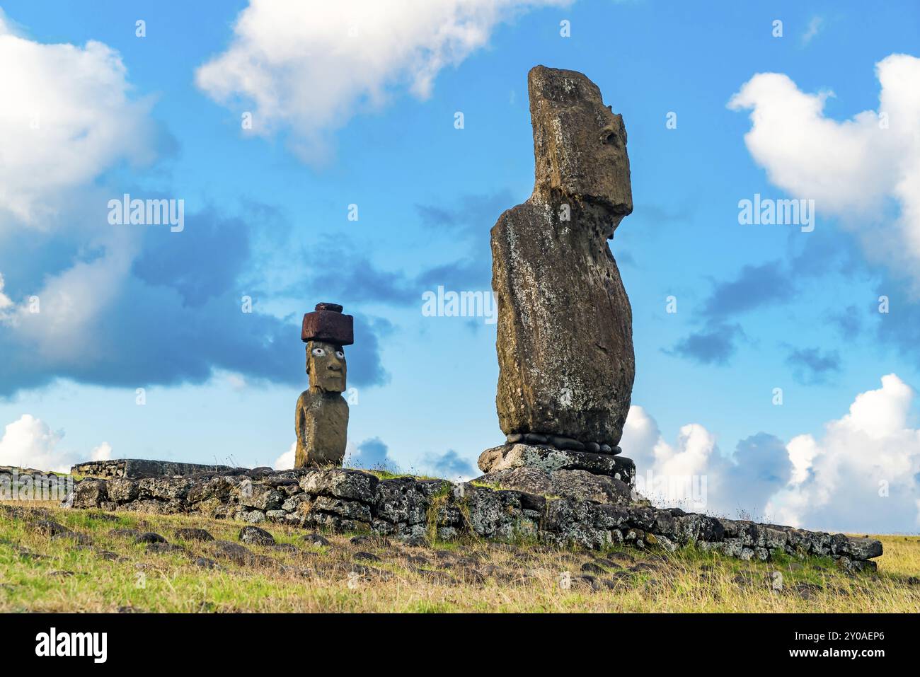 Ahu Tahai and Ahu Ko Te Riku in the archaeological site of Tahai on ...