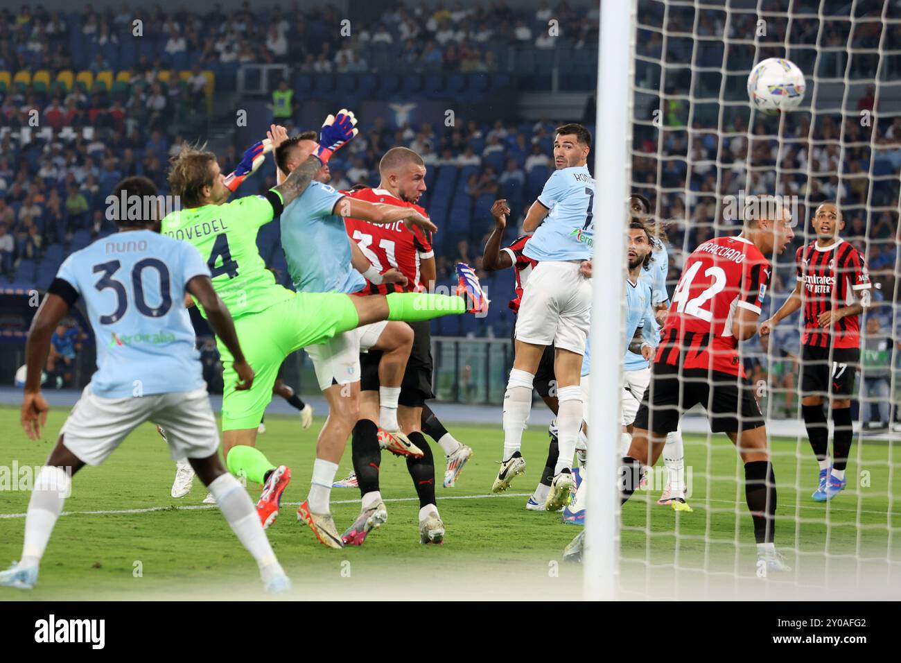 Rome, Italy 31.08.2024 : Strahinja Pavlovic of Milan score the goal and ...