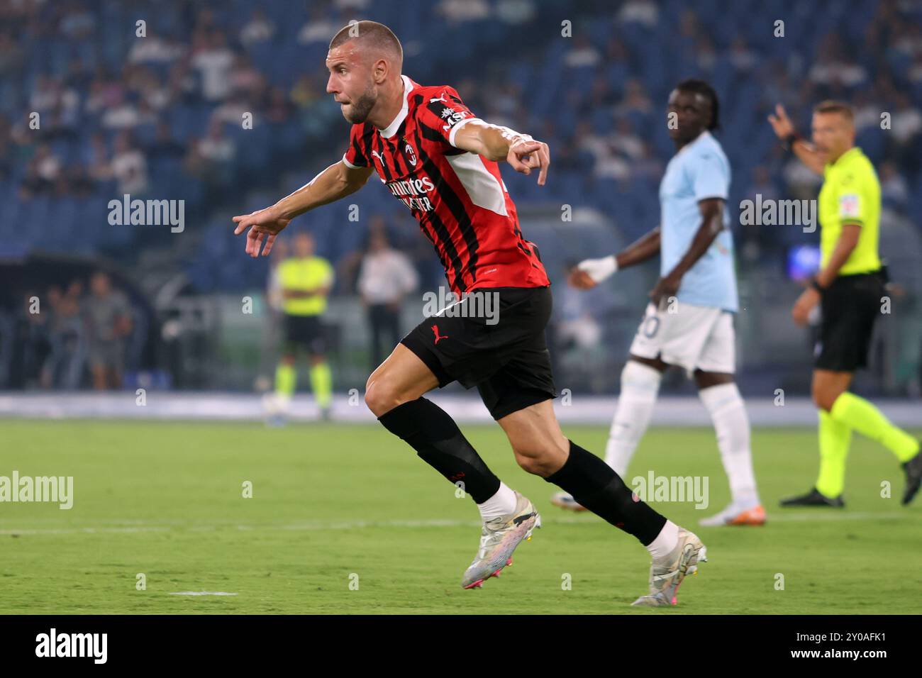 Rome, Italy 31.08.2024 : Strahinja Pavlovic of Milan score the goal and ...