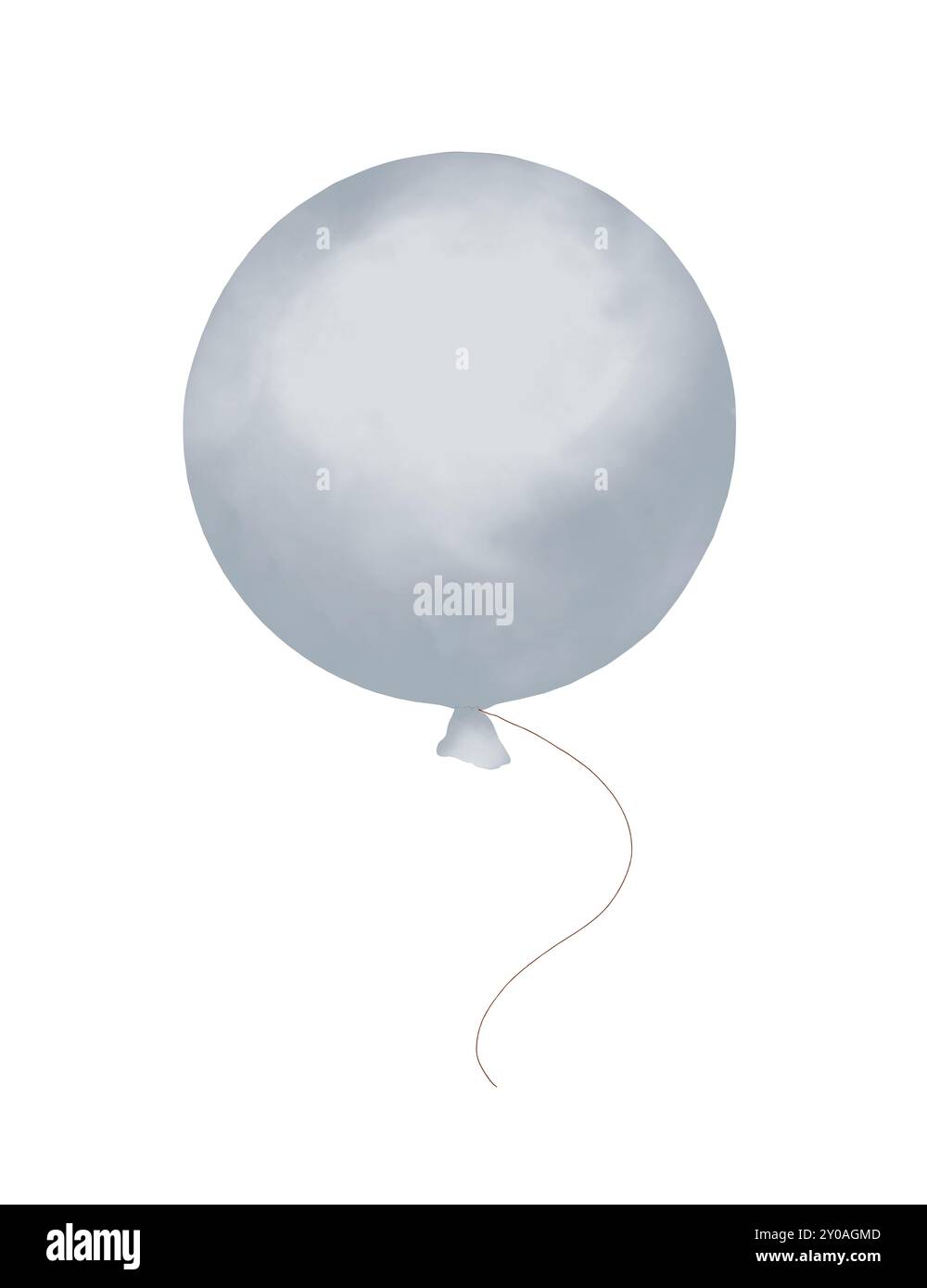 Air round balloon with string gray watercolor digital illustration for ...