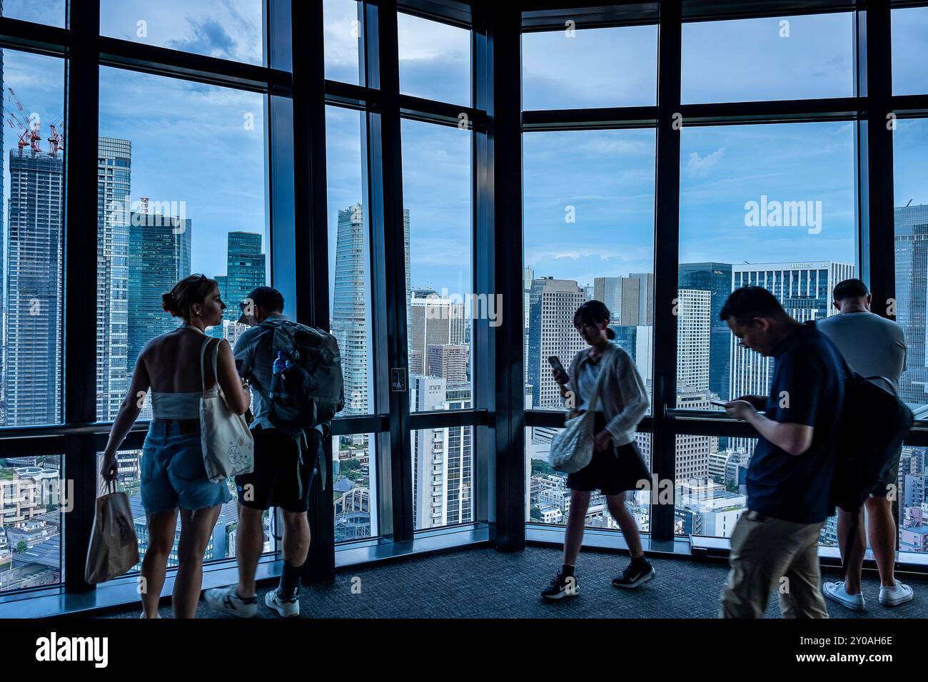 Tokyo cityscape from the Observation floor of Tokyo Tower , interior ...