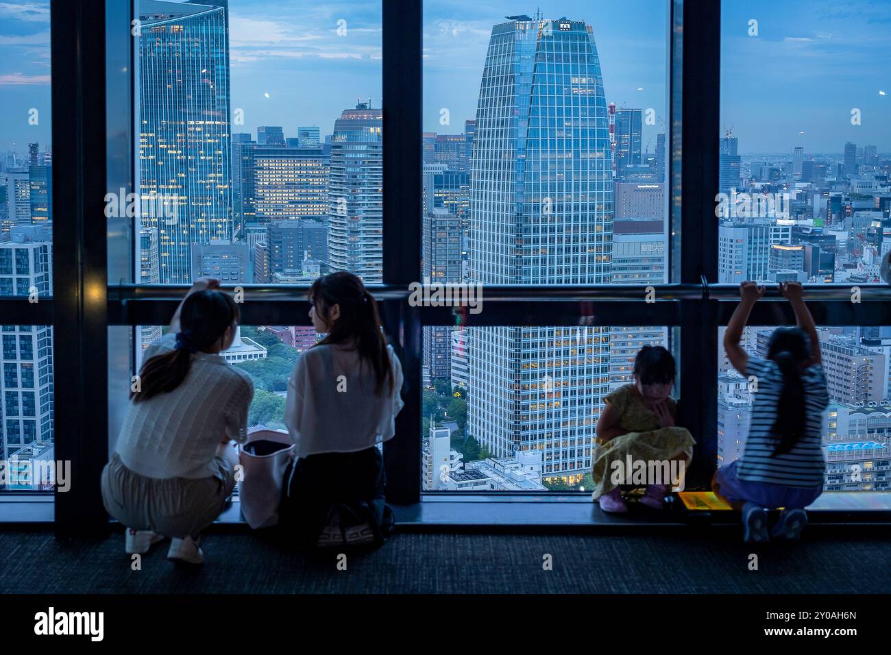 Tokyo cityscape from the Observation floor of Tokyo Tower , interior ...