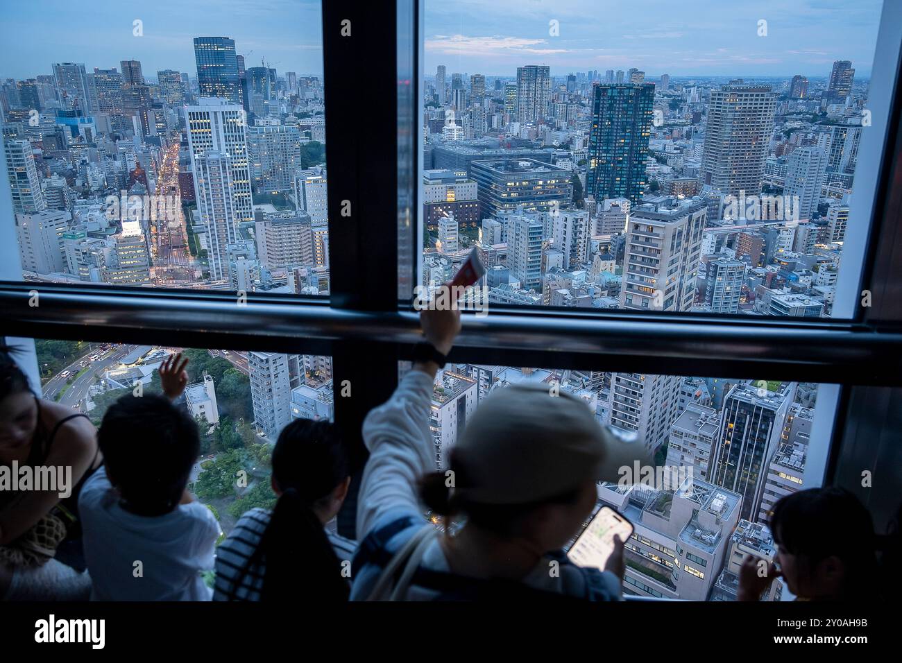Tokyo cityscape from the Observation floor of Tokyo Tower , interior ...