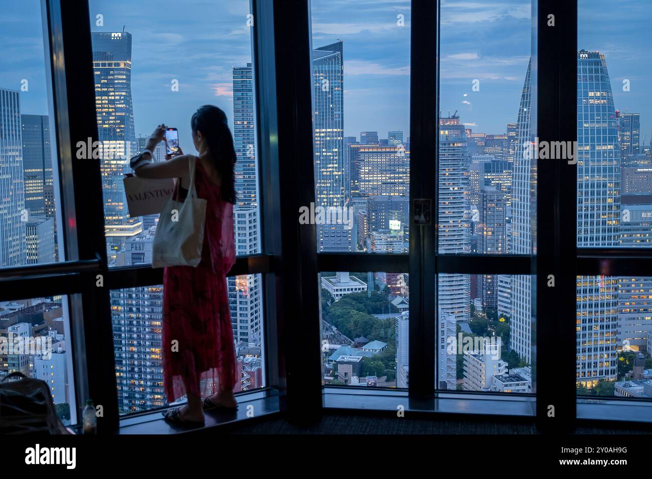 Tokyo cityscape from the Observation floor of Tokyo Tower , interior ...