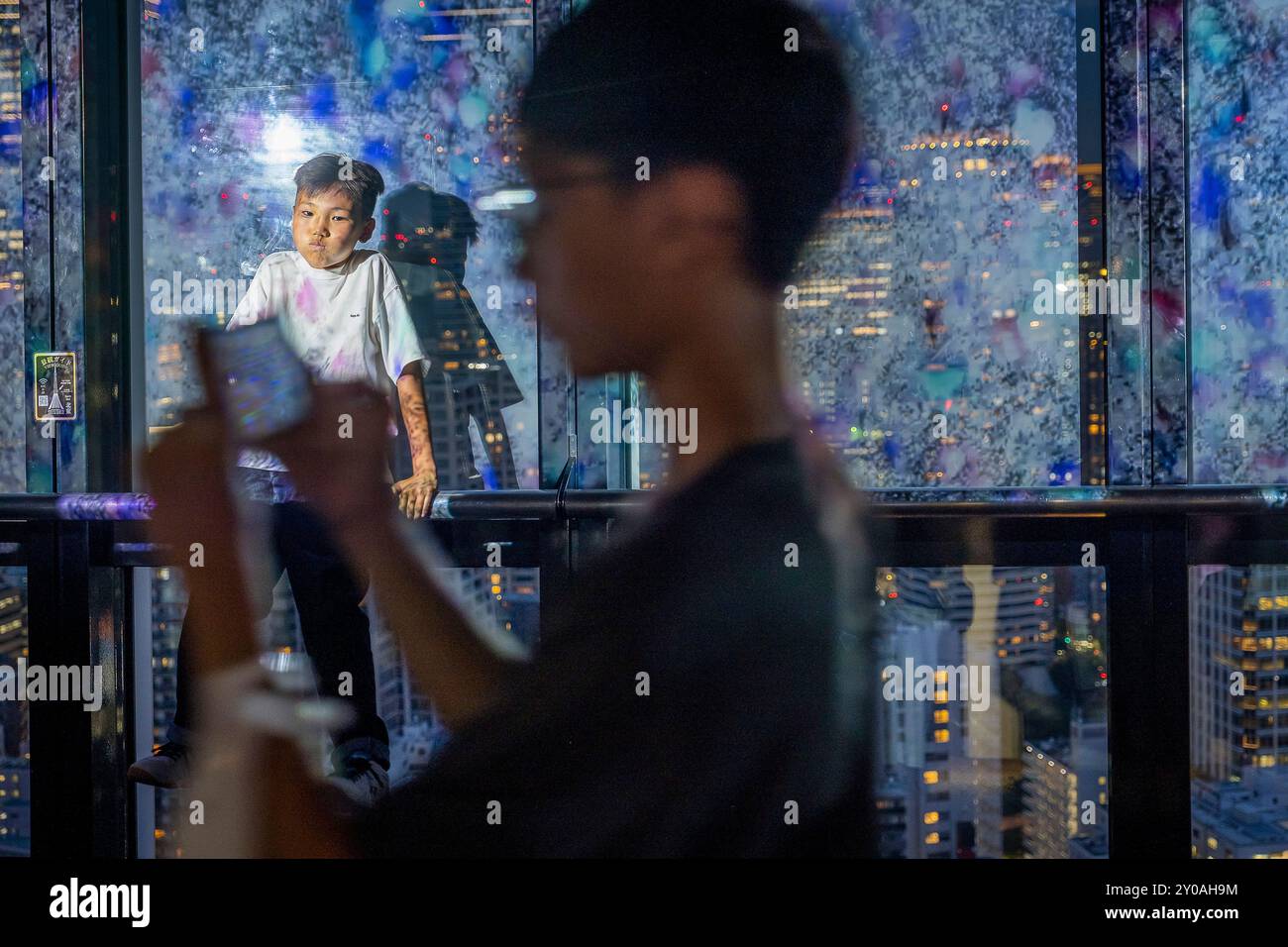 Tokyo cityscape from the Observation floor of Tokyo Tower , interior ...