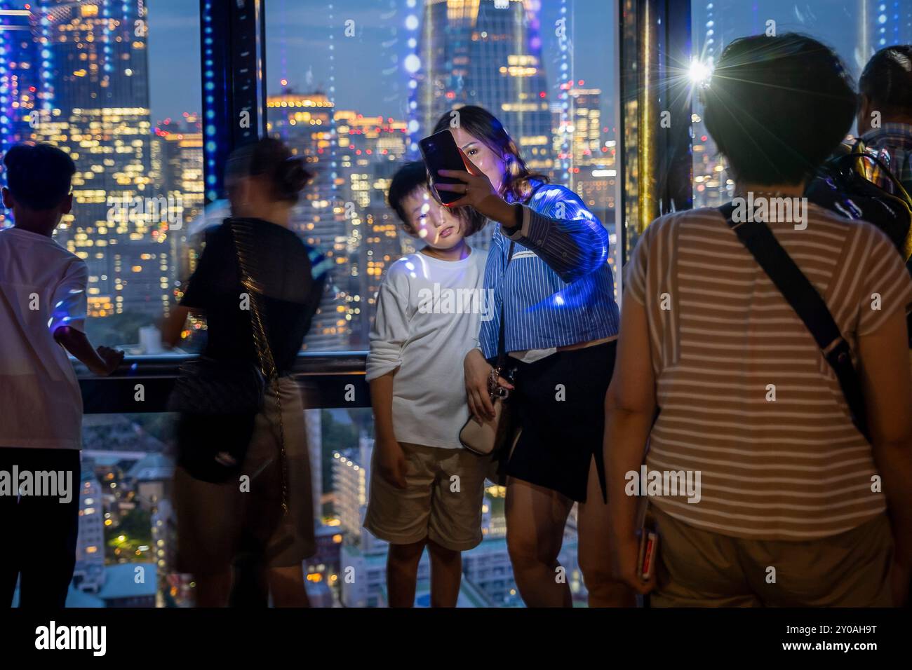 Tokyo cityscape from the Observation floor of Tokyo Tower , interior ...