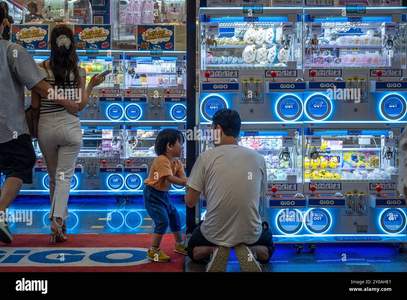 GIGO, a game centre. Toy crane vending machines. In Hon dori street ...