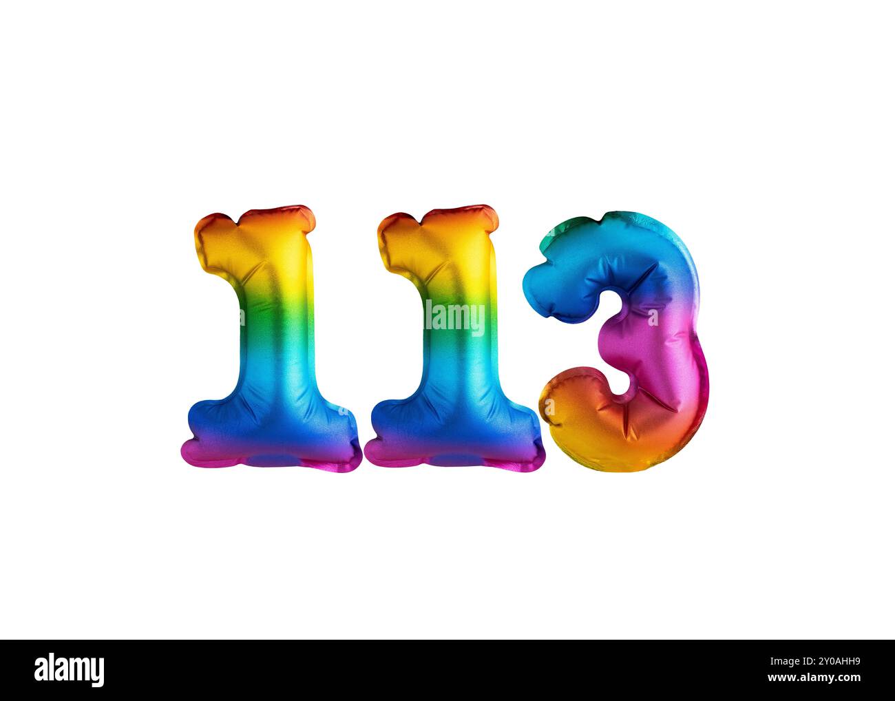 Multicolored balloon for number 113 celebration. Happy birthday on ...