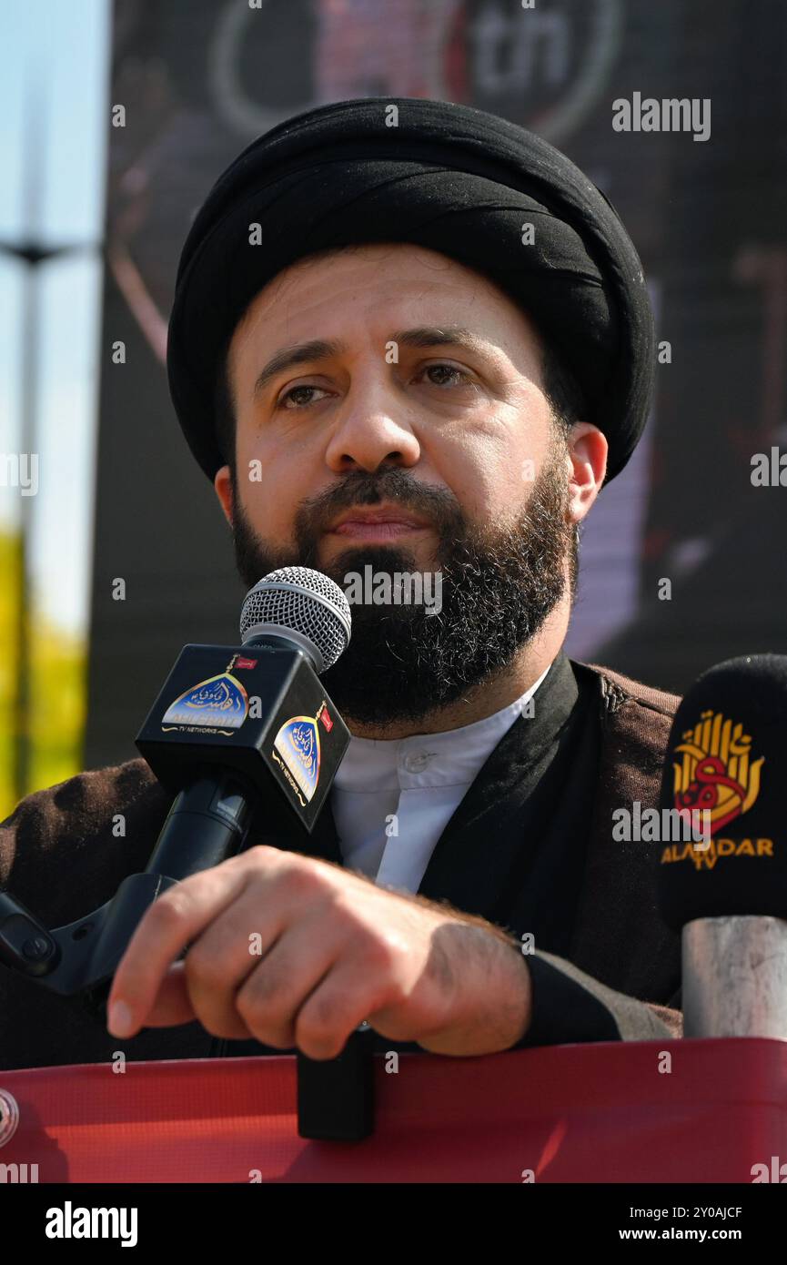 LONDON, UK. 1st Sep, 2024. Speaker MIWM Sayed Ali Khalkhali at The 44th ...