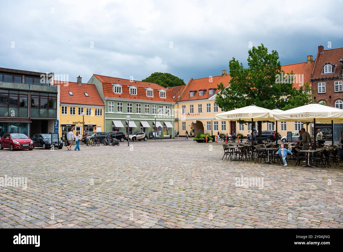 Koge, Seeland, Denmark, July 23, 2024 - The old market square with ...