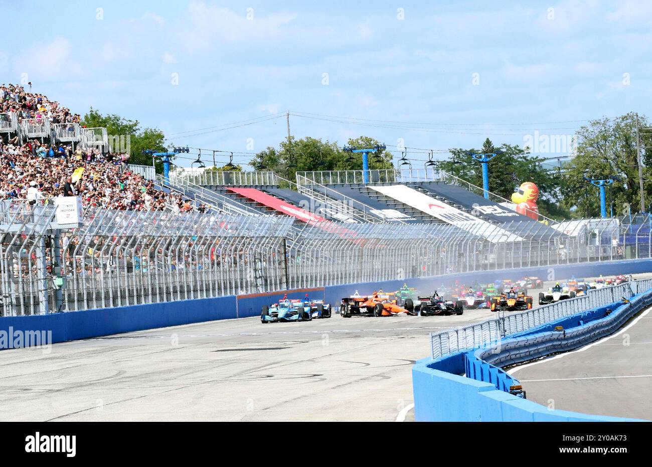 Milwaukee Wisconsin, Sept. 1 2024: Race start incident at start finish ...