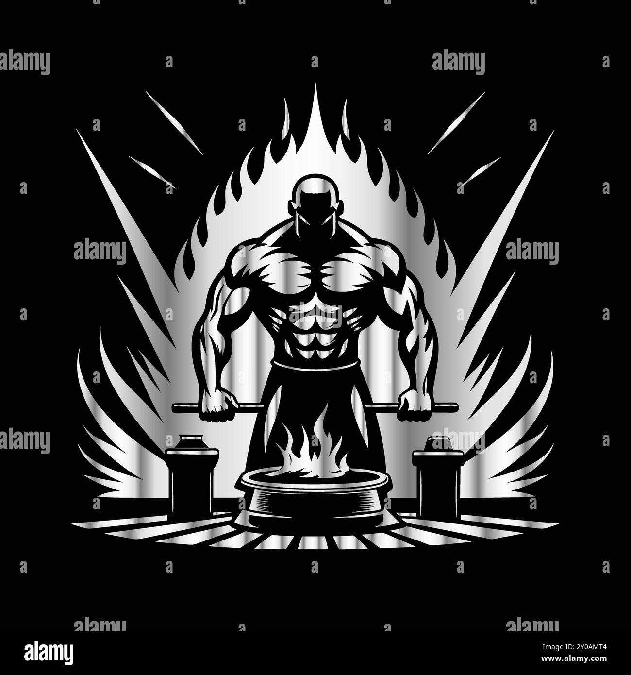 Bodybuilder. Vector illustration on black background for t-shirt print ...