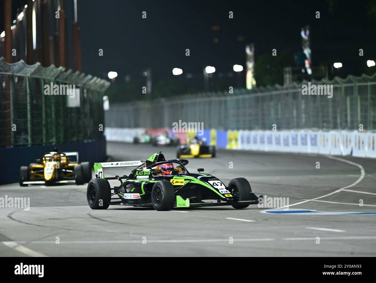 Chennai, INDIA. 1st Sep, 2024. F4 racing cars are on action speeding on ...