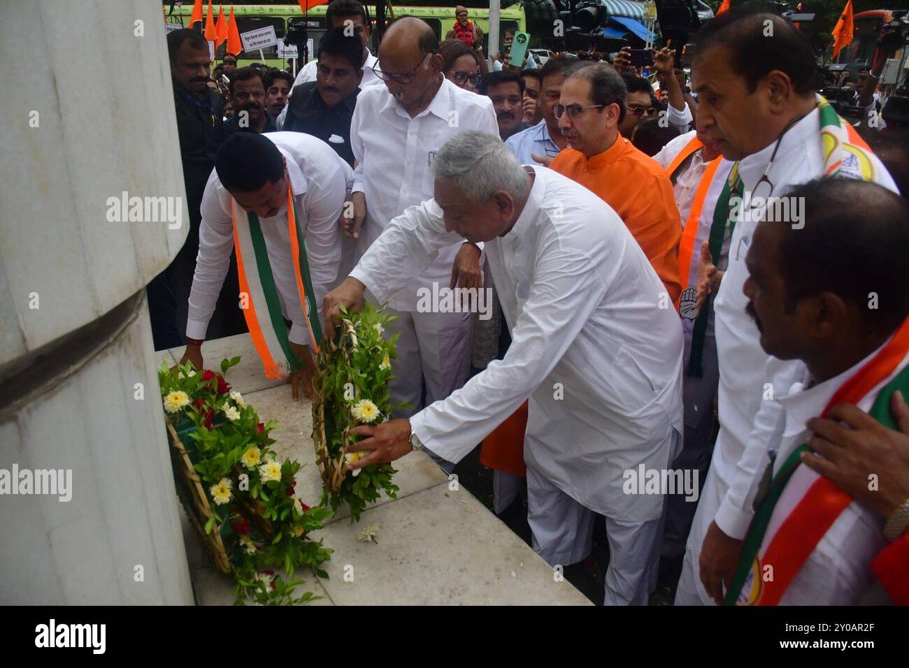 MUMBAI, INDIA - SEPTEMBER 1: NCP (SP) chief Sharad Pawar, Shivsena (UBT) chief Uddhav Thackeray ...