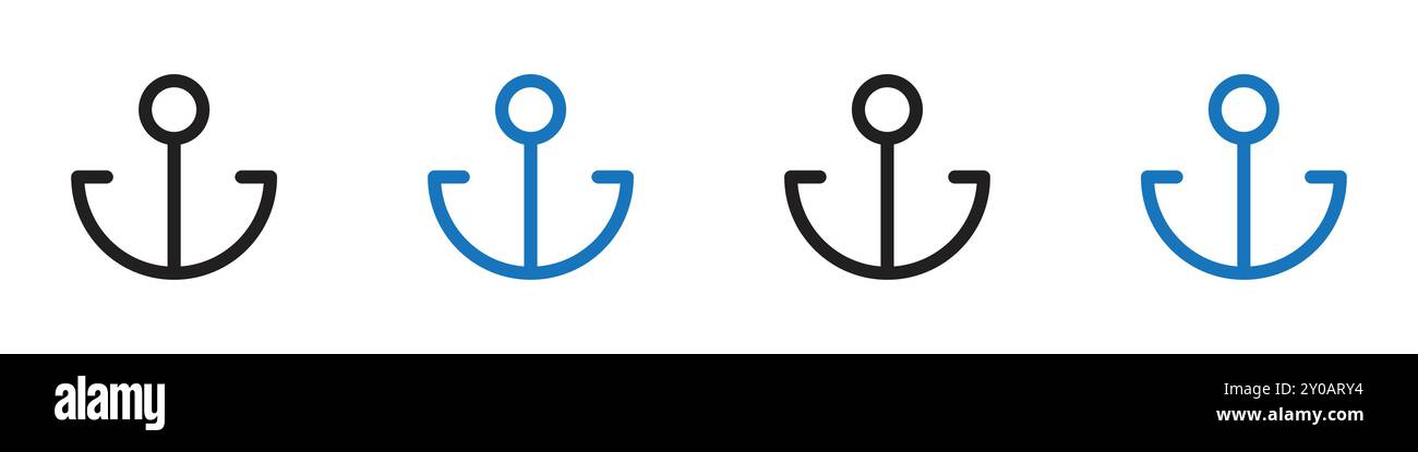 Anchor icon linear vector graphics sign or symbol set for web app ui ...