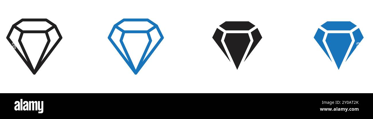 diamond icon linear vector graphics sign or symbol set for web app ui ...