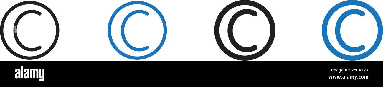 Copyright icon linear vector graphics sign or symbol set for web app ui ...
