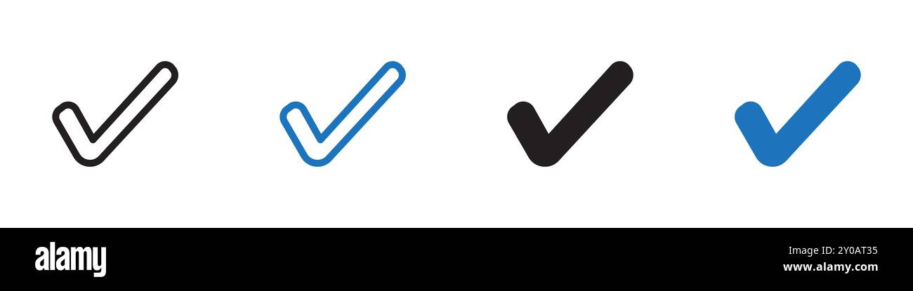 Check mark icon linear vector graphics sign or symbol set for web app ui Stock Vector Image ...