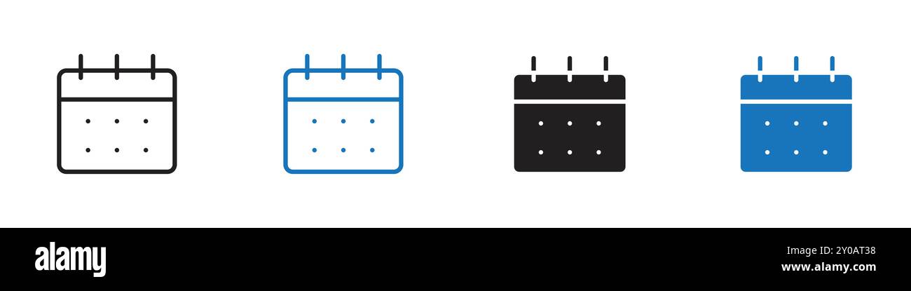 Calender icon linear vector graphics sign or symbol set for web app ui ...