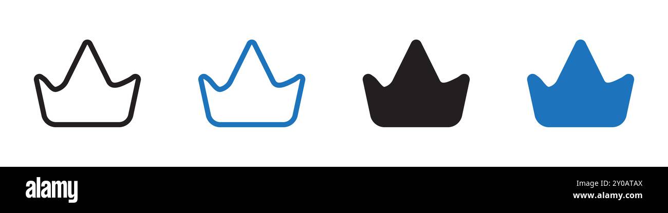 Crown icon linear vector graphics sign or symbol set for web app ui ...