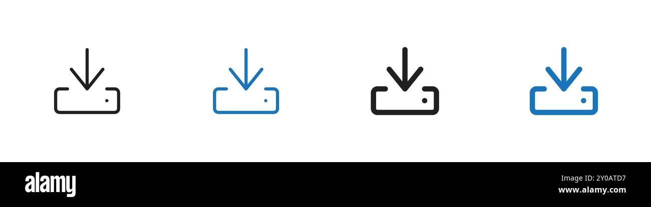 Download icon linear vector graphics sign or symbol set for web app ui ...