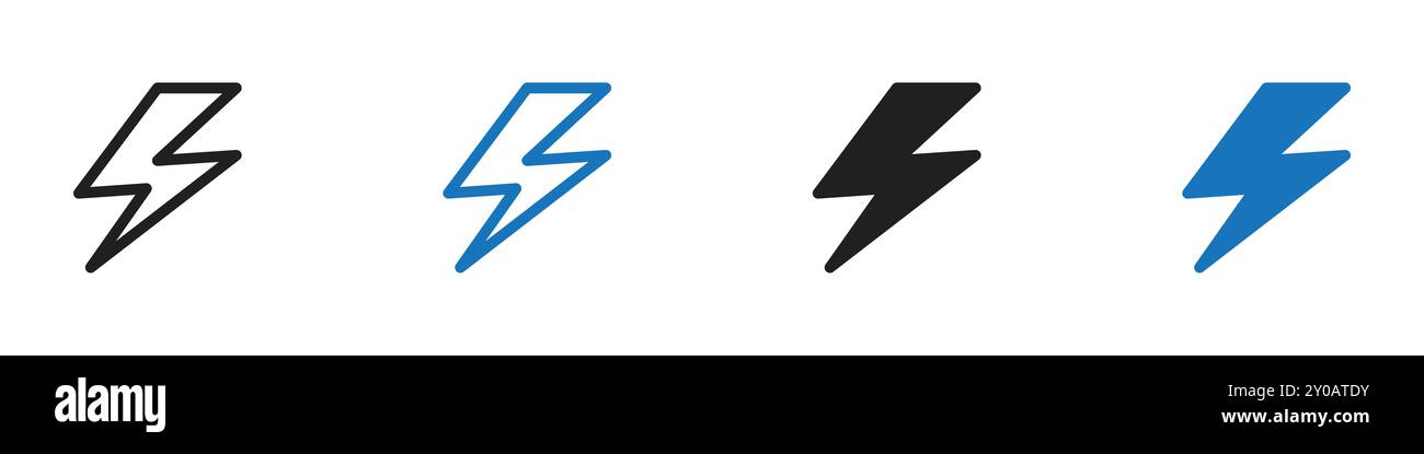 Lightening bolt linear vector graphics sign or symbol set for web app ui Stock Vector Image ...