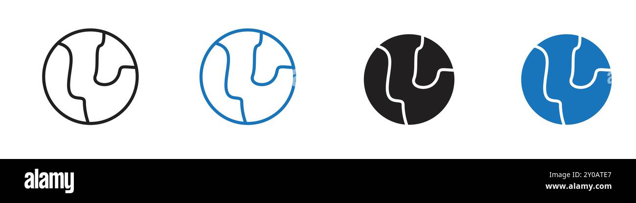 Earth icon linear vector graphics sign or symbol set for web app ui ...