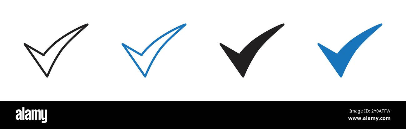 Check mark icon linear vector graphics sign or symbol set for web app ui Stock Vector Image ...