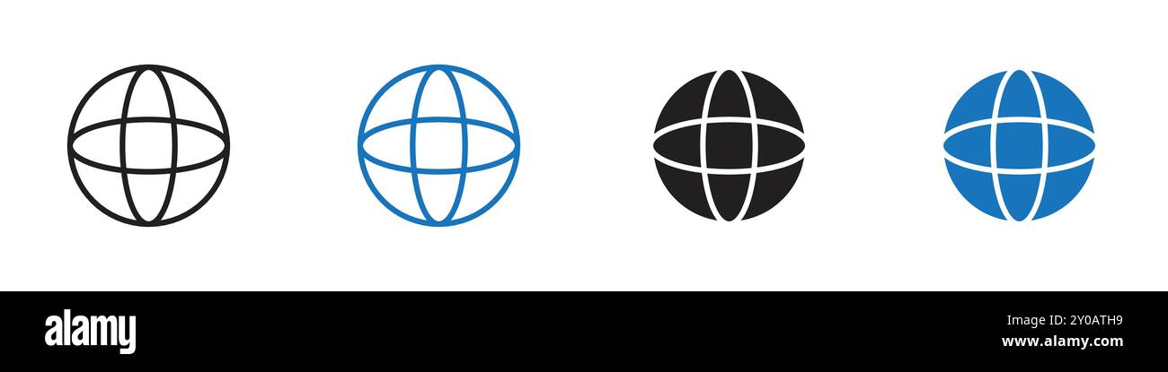 Globe Icon Linear Vector Graphics Sign Or Symbol Set For Web App Ui Stock Vector Image And Art Alamy