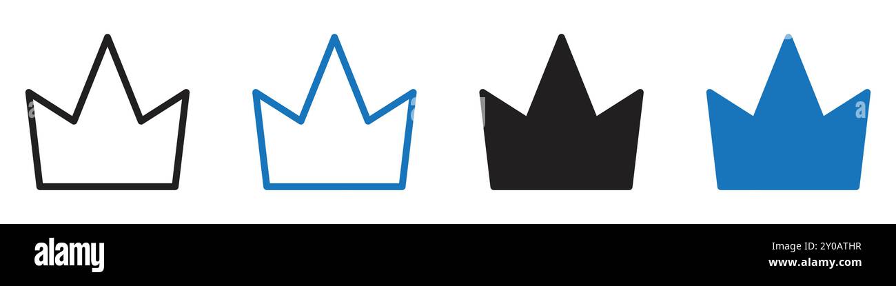 crown icon linear vector graphics sign or symbol set for web app ui ...