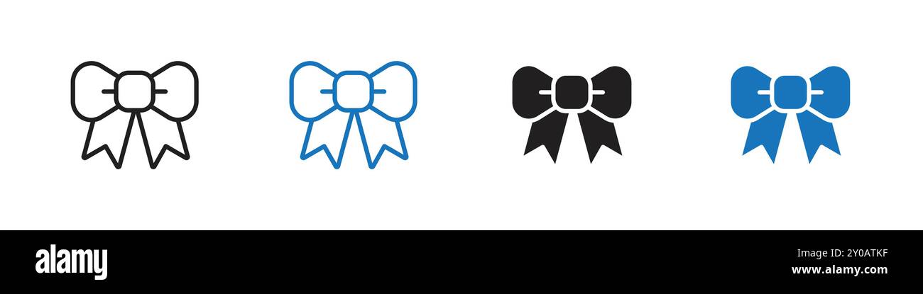 Ribbon Bow icon linear vector graphics sign or symbol set for web app ...