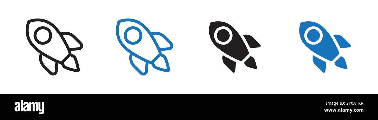 Rocket icon linear vector graphics sign or symbol set for web app ui ...