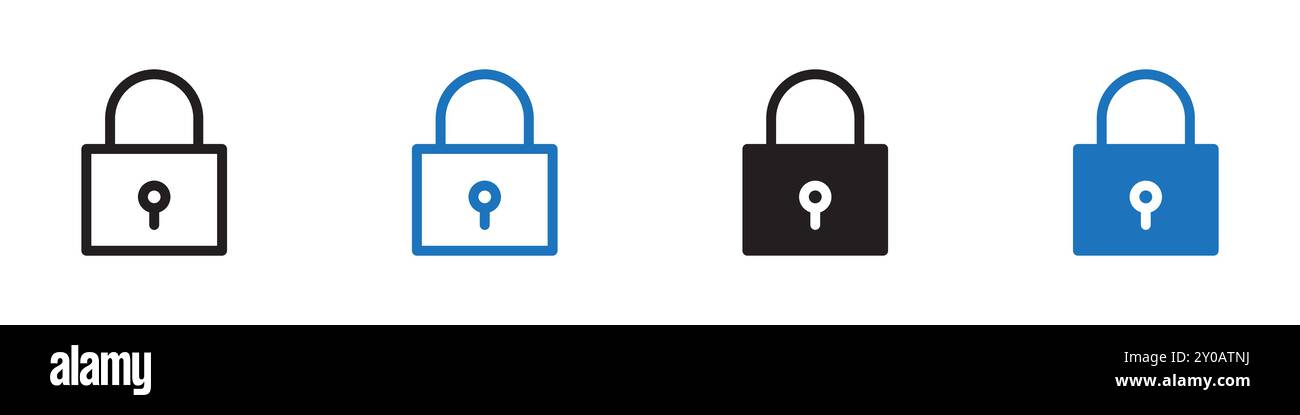 Lock icon linear vector graphics sign or symbol set for web app ui ...