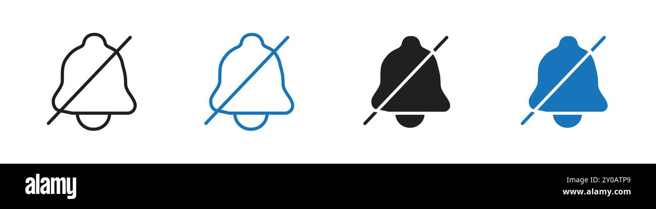 Notification mute icon linear vector graphics sign or symbol set for web app ui Stock Vector ...