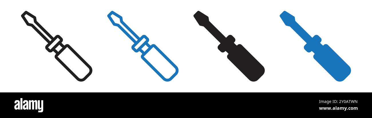 Screw diver linear vector graphics sign or symbol set for web app ui Stock Vector Image & Art ...