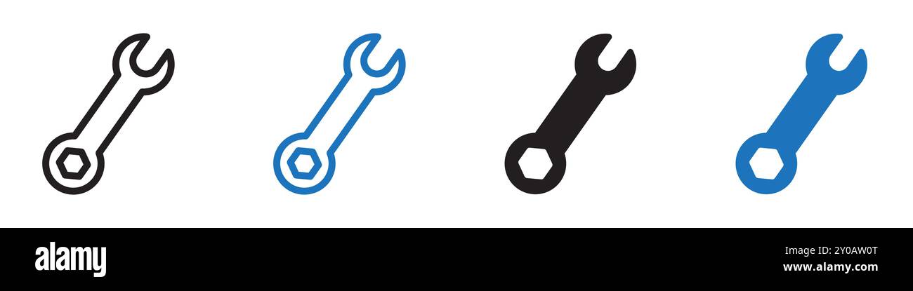 wrench icon linear vector graphics sign or symbol set for web app ui ...