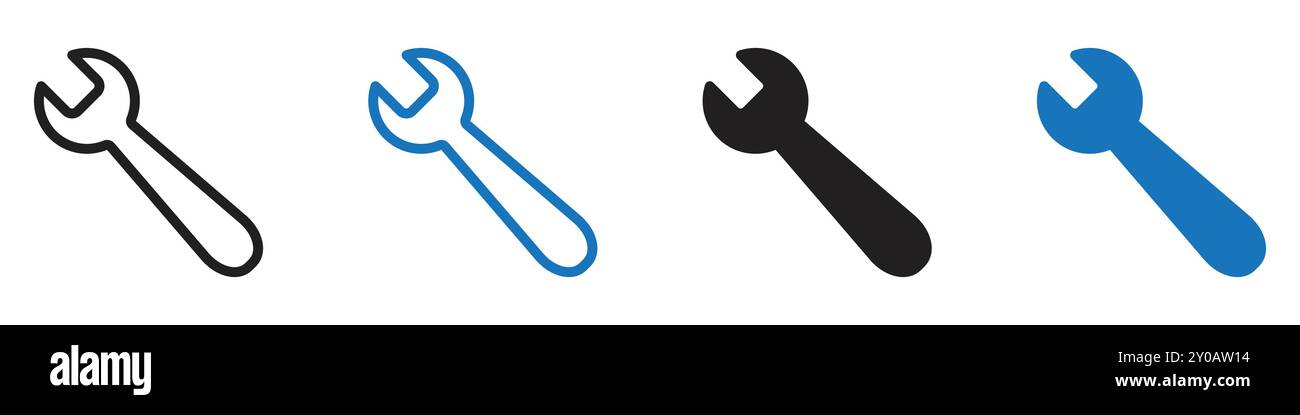 Wrench icon linear vector graphics sign or symbol set for web app ui ...
