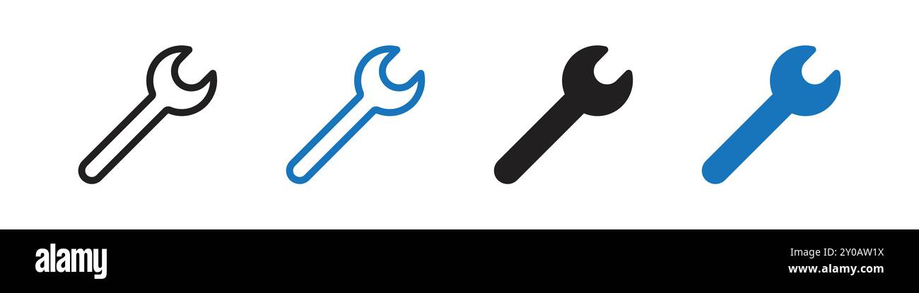 Wrench icon linear vector graphics sign or symbol set for web app ui ...