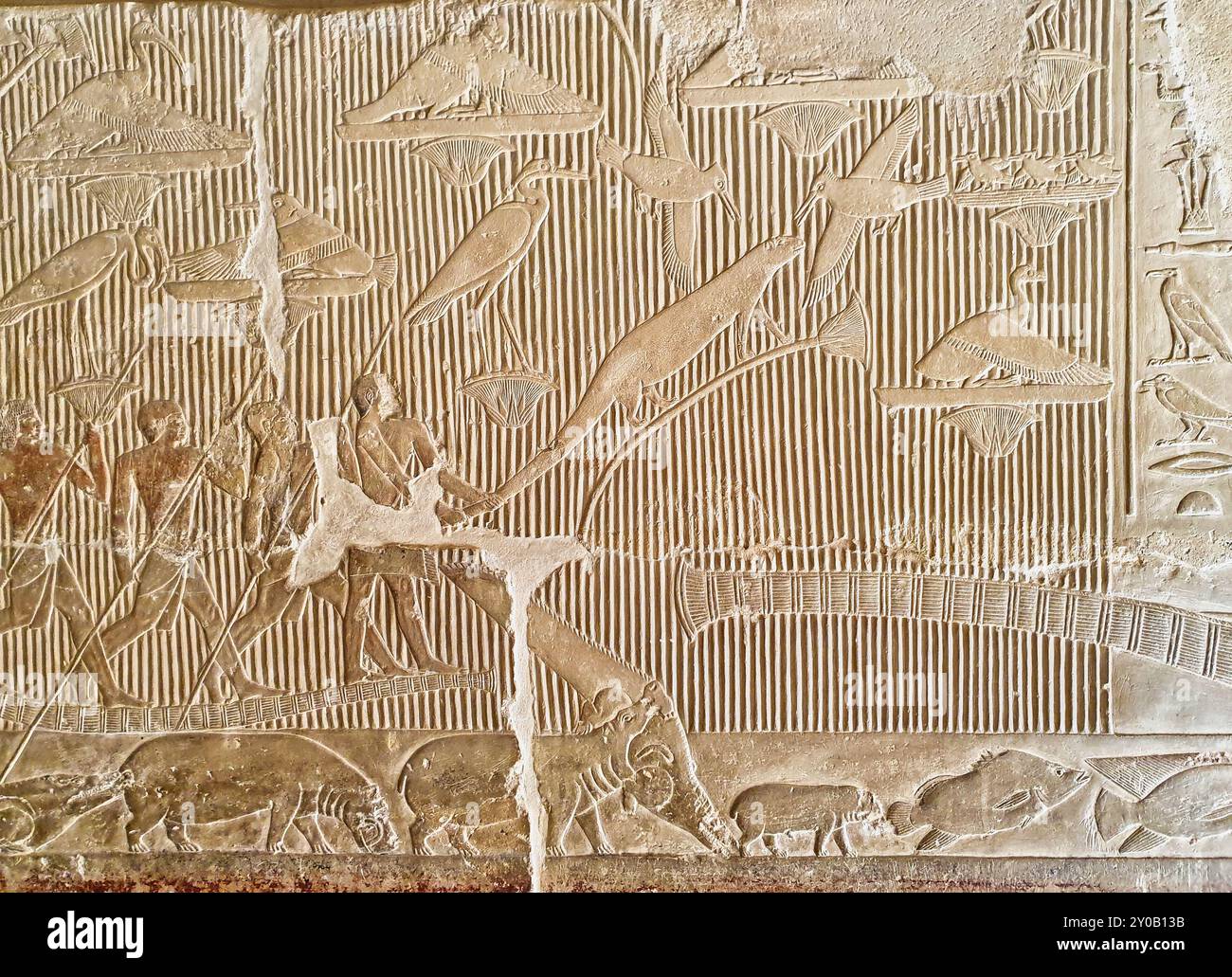 Detailed wall relief of a Monitor lizard being used to hunt for birds ...
