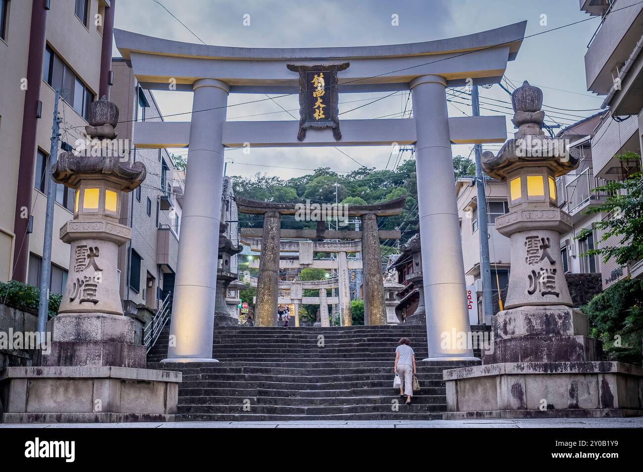Torii gates at the Suwa Shrine, Nagasaki, Japan Stock Photo - Alamy