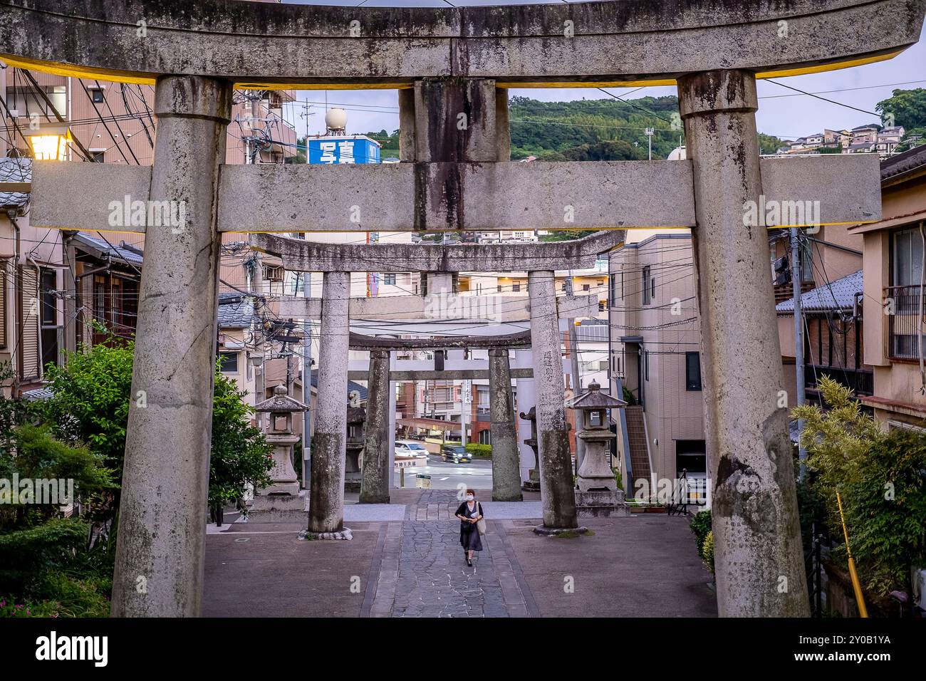 Torii gates at the Suwa Shrine, Nagasaki, Japan Stock Photo - Alamy