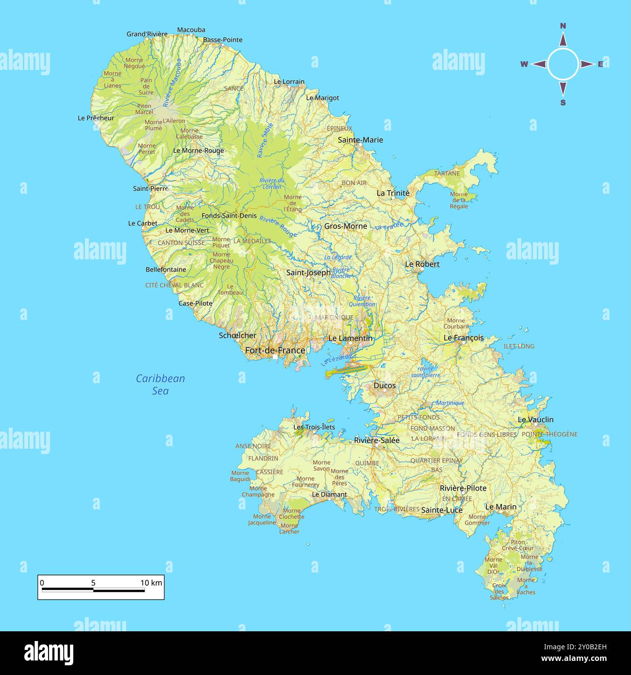 Martinique island map hi-res stock photography and images - Alamy