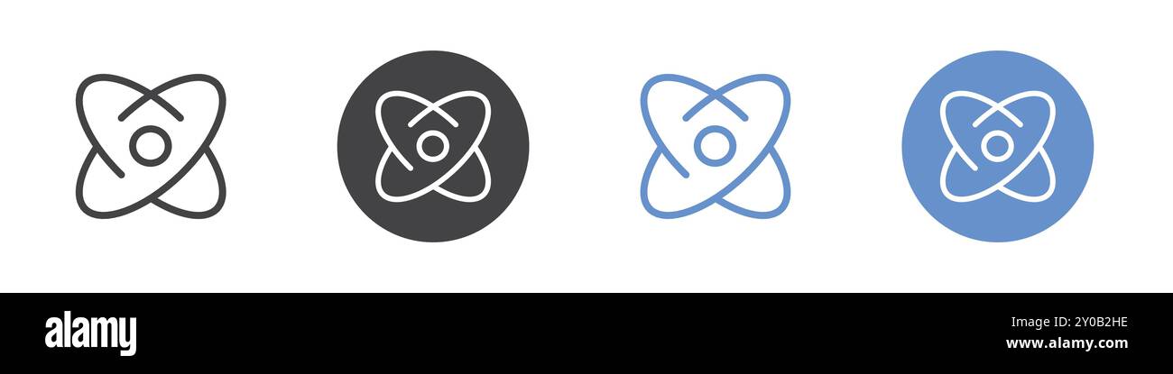 Atom icon Flat set in black and white color outline vector mark Stock ...