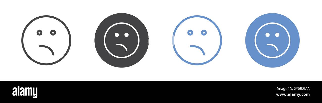 Bemused Social media emoji icon Flat set in black and white color ...