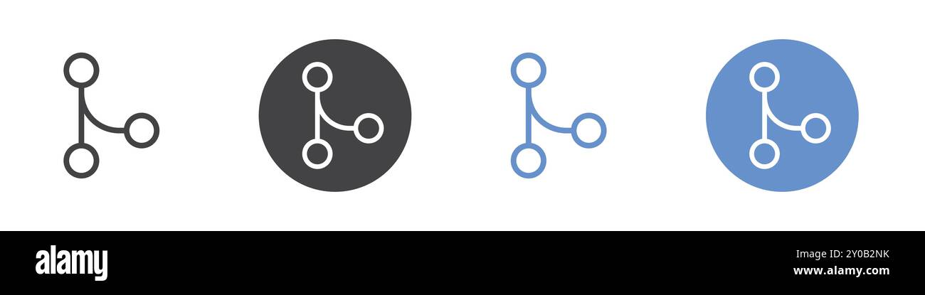 Code merge Flat set in black and white color outline vector mark Stock ...