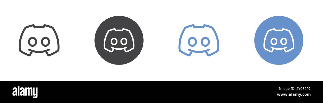 Discord icon Flat set in black and white color outline vector mark ...